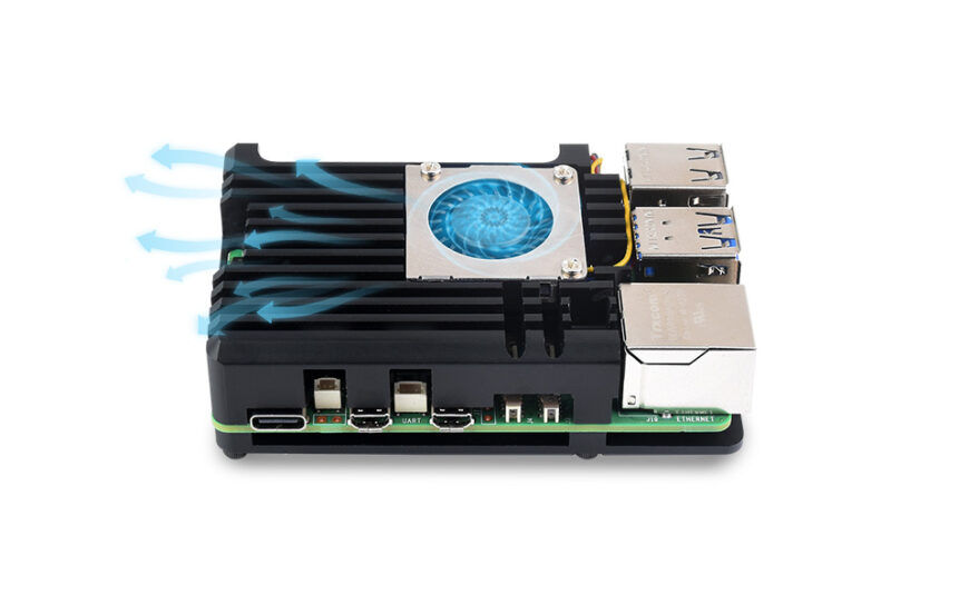 Vỏ hợp kim nhôm (H) Raspberry Pi 5 kèm quạt làm mát hỗ trợ điều tốc
