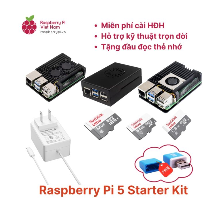 Raspberry Pi 5 Starter Kit - Miễn phí cài hệ điều hành