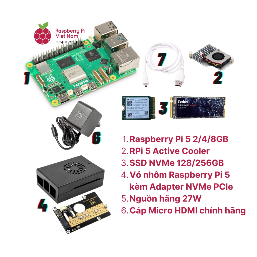 Raspberry Pi 5 Super Computer Kit - Miễn phí cài hệ điều hành